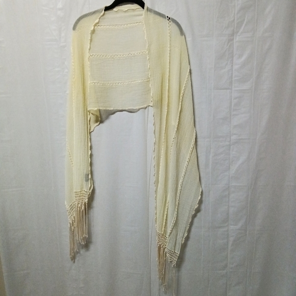 Cejon | Accessories | Cejon Womens Scarf Cream Solid Outer Wear Fringe ...